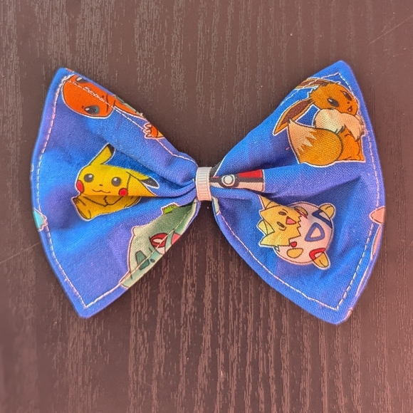 Handmade | Accessories | Blue Pokmon Hair Bow Cute Handmade Pikachu Bow ...